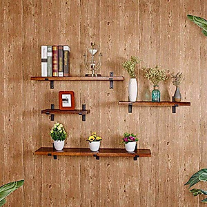 PIBM Stylish Simplicity Shelf Wall Mounted Floating Rack Shelves Solid Wood Metal Bracket Separator Plate Multifunction Small Items Wear Resistant Save Space,8 Sizes, Wood Color , 100x30x2cm