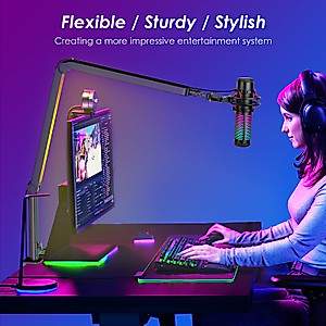 RGB Mic Boom Arm for HyperX Quadcast s, Fifine Microphone, Shure SM7B, MV7, Blue Yeti Mic, HyperX QuadCast Mic and Most Microphones, New Wave Microphone Arm by YOUSHARES