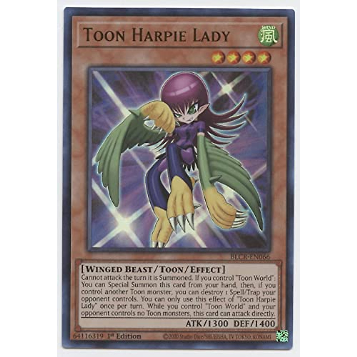 Toon Harpie Lady - BLCR-EN066 - Ultra Rare - 1st Edition