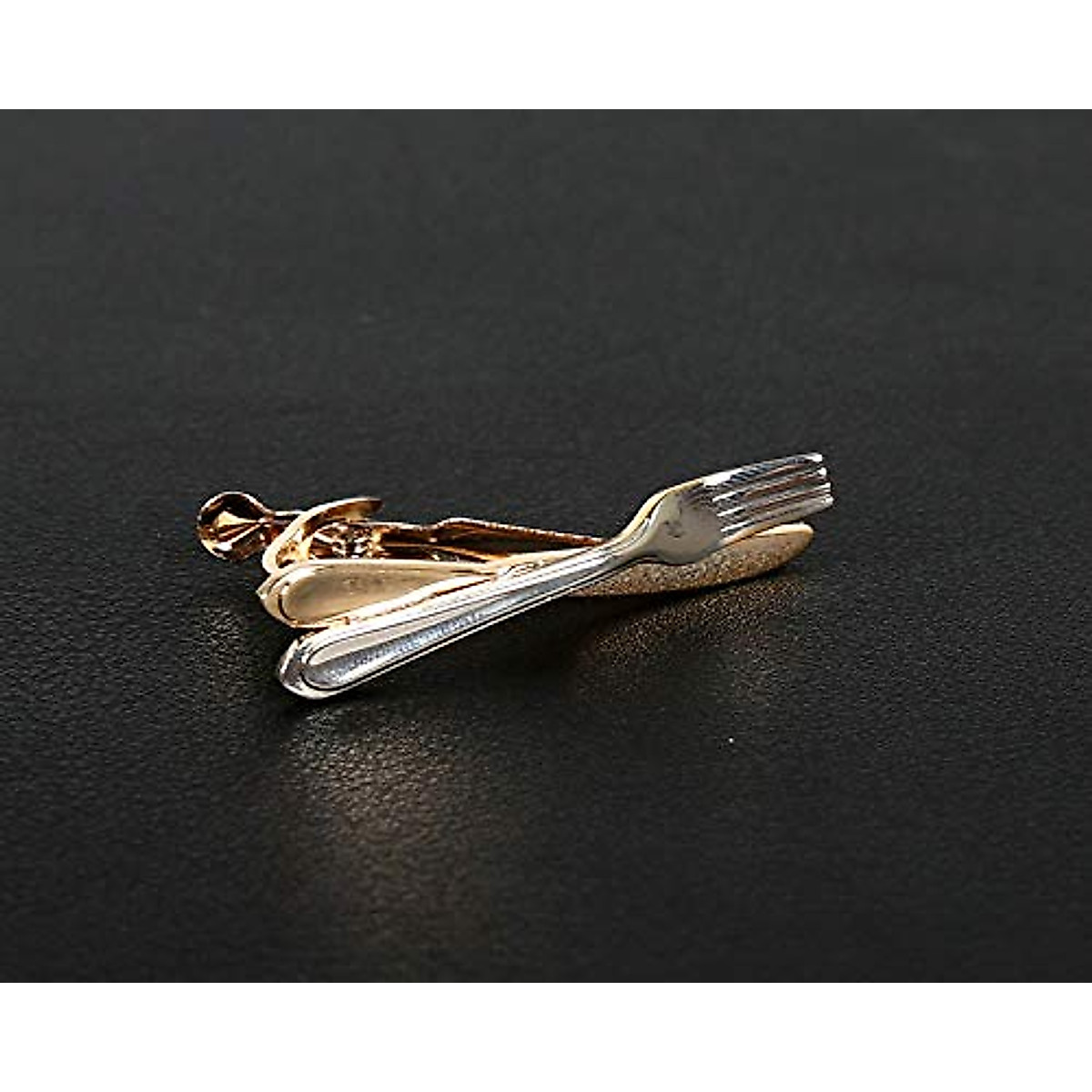 Flairs New York Gentleman's Premium Handmade Artisan Tie Bars Clips Cufflinks (2.00, Gold Knife/Silver Fork)