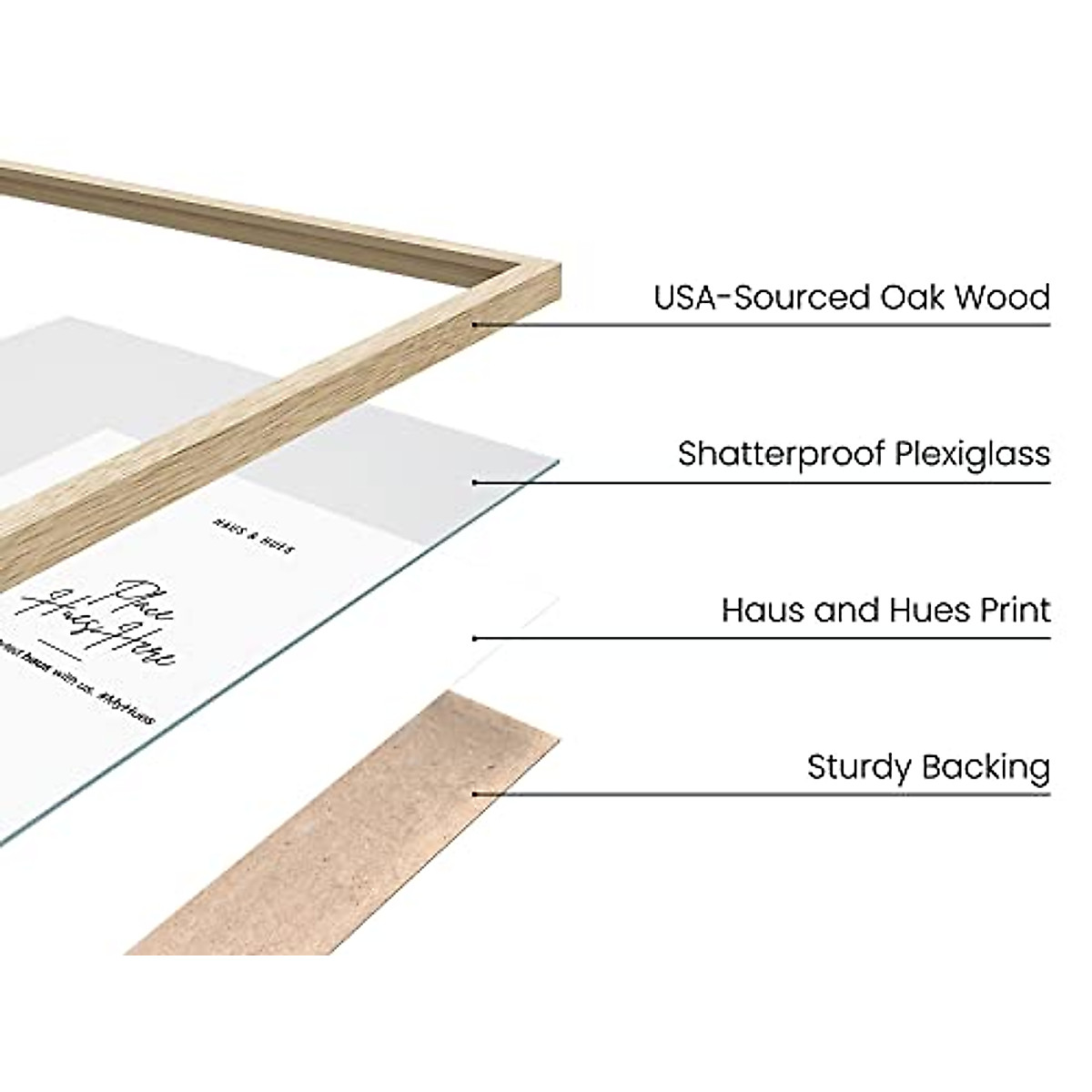 Haus and Hues 11"x14" Beige Oak Wood Frames Set of 3 - 11x14 Wood Frame, 11x14 Picture Frame Wood, 11x14 Frame 3 Pack, 11x14 Picture Frame Set of 3, Oak Wood Frame 11x14, 11 x 14 Frame Art, Art Frames, 11x14 Frame Set