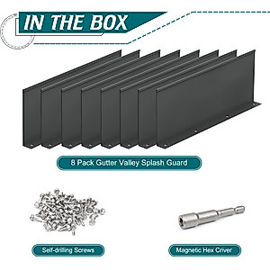 Daisypower 8 Pack Gutter Valley Splash Guards,Rainwater Roof Rain Diverter Downspout Gutter Guards for House Shingle Straight Roofs Corner,10 Inch Each