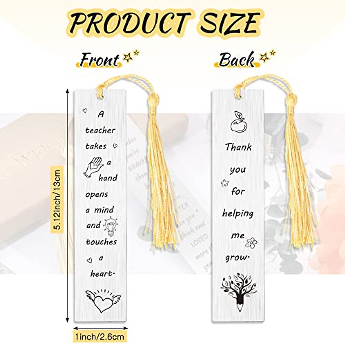 Teacher Bookmark 2022 Inspirational Graduation Gifts Bookmarks for Book Lovers Thank You Gifts Back to School Gift Book Lover Gifts Metal Bookmark for Women Graduation (A Teacher)