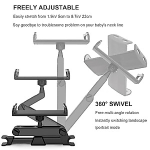 Timewall Car Headrest Tablet Mount, Backseat Seat Universal Tablet Cell Phone Holder 360° Swivel Rotating Angle Adjustable Stretchable for iPad iPhone, Samsung, Switch, 5-11" Tablet Phone Black