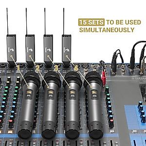 TONOR Wireless Microphone, UHF Metal Cordless Handheld Mic System with Rechargeable Receiver, for Karaoke, Singing, Party, Wedding, DJ, Speech, 200ft (TW620), Grey