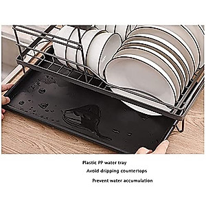 Plate Rack Draining Dish Rack Dish Drying Rack, 2 Tier Dish Rack With Drainboard, Dish Drainer With Utensil Holder And Cup Holder Pan Plate Holder