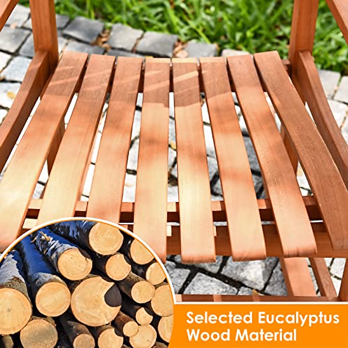 Tangkula Patio Rocking Chair, Indoor Outdoor Wooden Rocker Lounge Chair for Porch Garden Backyard Balcony, Rustic High Back Armchair w/Heavy-Duty 350 LBS Weight Capacity (1)