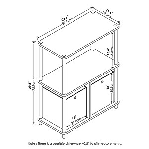 Furinno Go Green 3-Tier Multipurpose Storage Shelf with Bins, Dark Cherry/Black