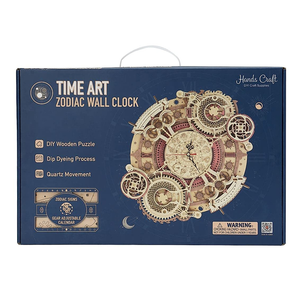 Hands Craft DIY 3D Model Craft Kit | Mechanical 3D Wooden Puzzle | Gear Adjustable Calendar | Quartz Movement | Time Art - Zodiac Wall Clock (LC601)