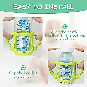 Aolso Silicone Baby Bottle Handles, 2PCS Bottle Handles, Baby Bottle Handles has Easy Grip Handles, Bottle Handles for 2.25" Diameter Baby Bottles and Straw Bottles(Blue/Green)