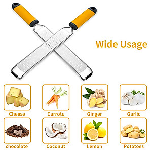 Upgraded Cheese Grater Lemon Zester Tool for Kitchen, Aisoso Premium Stainless Steel Blade Apply to Parmesan Cheese, Ginger, Garlic, Nutmeg, Citrus, Coconut, Chocolate