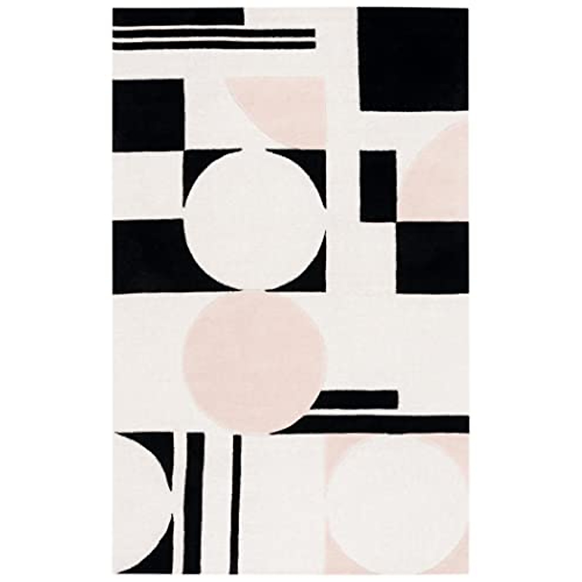 SAFAVIEH Rodeo Drive Collection Area Rug - 8' x 10', Blush & Black, Handmade Mid-Century Modern Abstract Wool, Ideal for High Traffic Areas in Living Room, Bedroom (RD856U)
