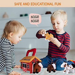 Plush Creations Talking Plush Horse Toys for Kids. Playset Includes Stable Carrier with 4 Cuddly Interactive Talking and Neighing Plush Toy Horses. Best Gift for Girls Or Boys Toddlers and Babies