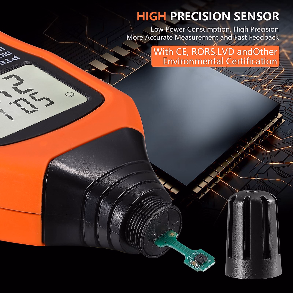 BROAIMX Digital Psychrometer Thermo-Hygrometer with Backlight, PT6508 Temperature and Humidity Meter Thermometer Hygrometer with Dew Point and Wet Bulb Temperature, 4*AAA Batteries Included