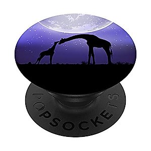 Africa Safari Zoo Keeper Animal Night Moon Family Giraffe PopSockets PopGrip: Swappable Grip for Phones & Tablets