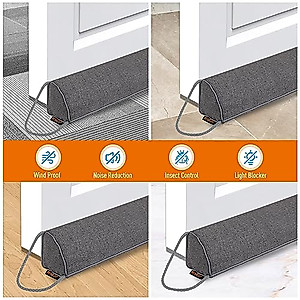 MAGZO Door Draft Stopper 32 Inches, Weighted Triangular Door Snake for Winter Noise Blocker with Hook Loops,Gray
