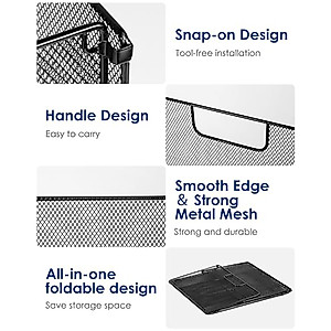 Housmile Hanging File Organizer, Foldable Mesh File Organizer, Hanging File Folder Organizer, Desk File Organizer, Letter Size File Box