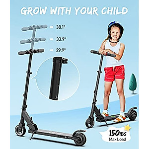 MEGAWHEELS Electric Scooter Height Adjustabe Folding,Up to 5~7.5 Miles Long Range and 14.3 MPH Portable Folding Commuting Scooter for Boys and Girls with Double Braking System