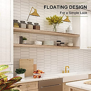 Floating Shelves, 36 Inch Wall Shelf Set of 2, Rustic Wood Shelves for Wall Storage, Fireplace Mantel, Wall Mounted Wooden Display Shelf for Bathroom Bedroom Kitchen Garage, Carbonized Black