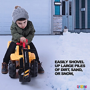 Play22 Toy Tractors for Kids Ride On Excavator - Music Sounds Digger Scooter Bulldozer Includes Helmet with Rocks - Pretend Play - Toddler Construction Truck