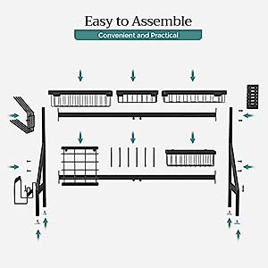 SONGMICS Over The Sink Dish Drying Rack with Adjustable Length (34-39.4 Inches), 2 Tier Kitchen Sink Rack, Space Saving Dish Drainer Organizer for Countertop, Black UKCS023B01