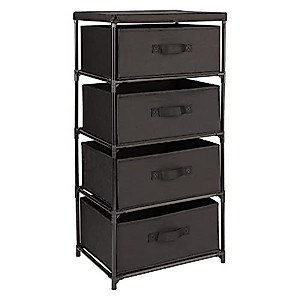 Juvale Black 4 Drawer Dresser, Fabric Clothes Storage Stand for Bedroom, Nursery, Closet Organizer Unit (16.5 x 13 in)