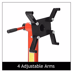 BLACKHORSE-RACING Auto Repair Rebuild Steel Engine Stand Folding Motor Hoist Dolly Mover Jack with 360 Degree Rotating Head, 750 LB Capacity, Red