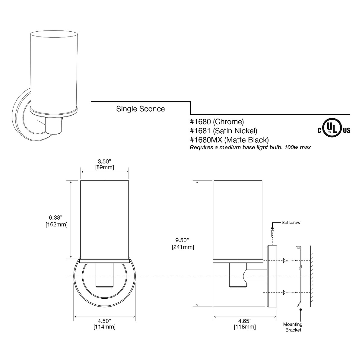 Gatco 1680 Latitude II Single Sconce, Chrome