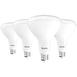Sunco 4 Pack BR40 Light Bulbs, LED Indoor Flood Light, Dimmable, CRI94 2700K Soft White, 100W Equivalent 17W, 1400 Lumens, E26 Base, Indoor Residential Home Recessed Can Lights, High Lumens - UL