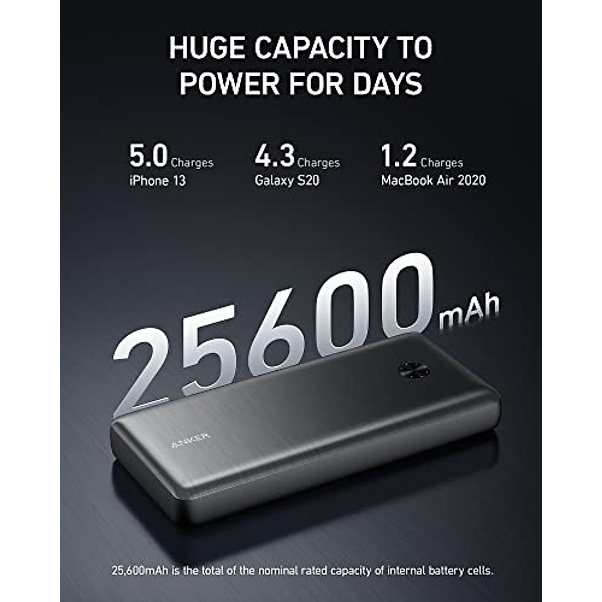 Anker 747 Power Bank (PowerCore 26K for Laptop), 87W Max Output with 65W USB-C Charger, Works for MacBook Pro, Dell XPS, Microsoft, Pixelbook, iPhone 13 series, Samsung, iPad Pro, and More