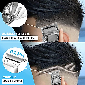 Full Metal Cordless Hair Clippers and Trimmer professional set for Men - Rechargeable Clippers for Hair Cutting, Beard T-Blade Trimmer for men, haircut machine for Self Cutting & Grooming Kit