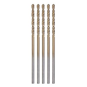 HARFINGTON 5pcs Twist Drill Bits 1.1mm Titanium Coated (HSS-E) M42 High Speed Steel 8% Cobalt Straight Shank for Stainless Steel Aluminum Alloy Metal