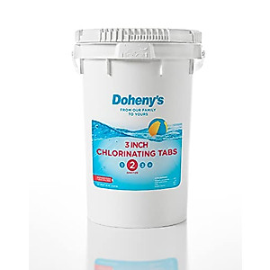 Doheny's 3 Inch Swimming Pool Chlorine Tablets | Pro-Grade Pool Sanitizer | Long Lasting & Slow Dissolving | Individually Wrapped | 99% Active Ingredient, 90% Stabilized Chlorine | 50 LB Bucket