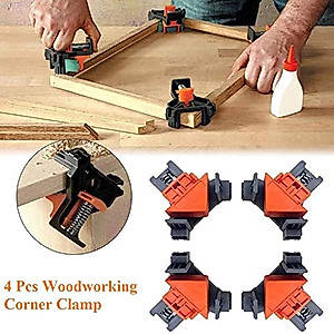 4pcs 90 Degree Right Angle Clamp Adjustable Swing Corner Clamp,Clip Holding Corners for Welding,Wood-Working,Drilling,Making Cabinets,Boxes, Drawers,Picture Framing,Crafting Projects