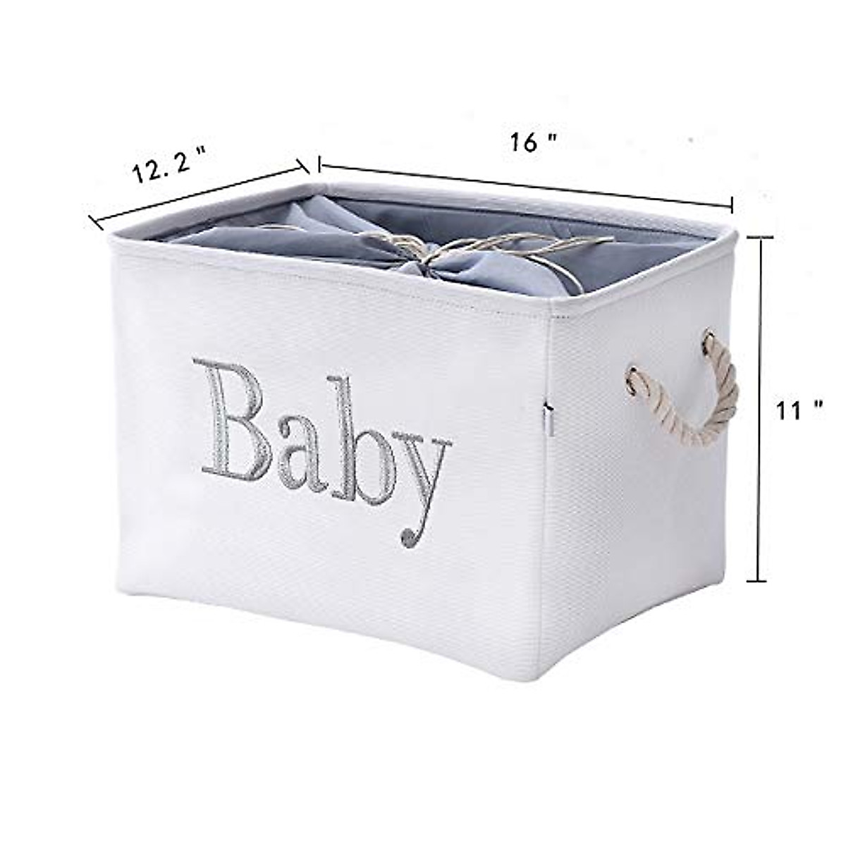 INough Storage Basket for Nursery, Baby Toys Storage Bins, Empty Large Basket,for Baby Girls or Boys Room,Wipes and Diapers, Storage Box for Nursery/Kids Room (16 x 12.2 x 11 Inches)