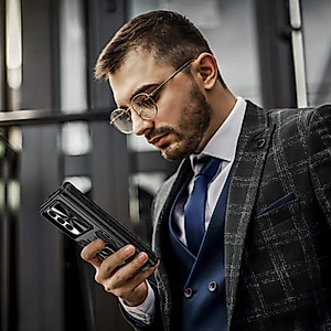 VEGO for Galaxy Z Fold 4 Case with Belt Clip Holster, 360°Ring Magnetic Kickstand & Camera Cover & Front Screen Protector, Hinge Protection Shockproof Armor Case for Samsung Z Fold 4 - Midnight Black