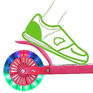 Scooter for Kids with LED Light Up Wheels, Adjustable Height Kick Scooters for Boys and Girls Ages 3-12, Rear Fender Break, Folding Kids Scooter, 110lb Weight Capacity