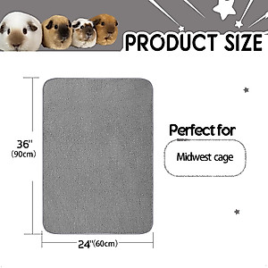 GINIDEAR Guinea Pig Cage Liner, 2 Pack - Washable, Reusable, Leakproof Fleece Bedding Pads for Small Animals with Anti-Slip Bottom - for Midwest Cage/24''X36'' Area, Gray