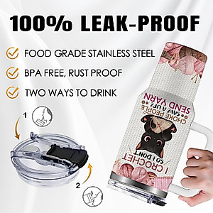 I Crochet So I Don't Choke People Save a Life Send Yarn, 40oz Cat Themed Tumbler with Handle, Birthday Gifts for Crochet Lovers, Christmas Gifts, Funny