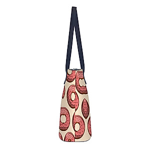 Donuts Bakery Design Women's Tote Bag PU Leather Shoulder Bag Handbags Purse For Work Shopping Travel