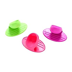 YARNOW 3Pcs Mini Oven Mitts Gloves Silicone Pot Holder Heat Resistant Finger Protector Pinch Grips Hot Dish Bowl Plate Holder Clip for Kitchen Tools Random Colors