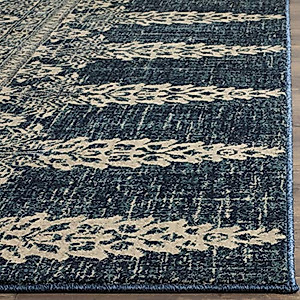 SAFAVIEH Evoke Collection 6'7" Square Royal / Ivory EVK521D Boho Non-Shedding Living Room Bedroom Dining Home Office Area Rug