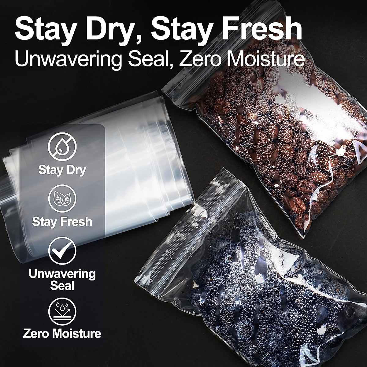 AGBOLO 1200Pcs Small Plastic Bag for Jewelry, 3x4'' Small Zip Bag Baggies Resealable, 2 Mil(2 Layer) Durable Small Zip Bag for Pill and Small Business - Clear