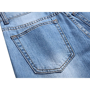 Enrica Men's Skinny Ripped Distressed Destroyed Straight Fit Denim Jeans (Light Blue 305, 34)