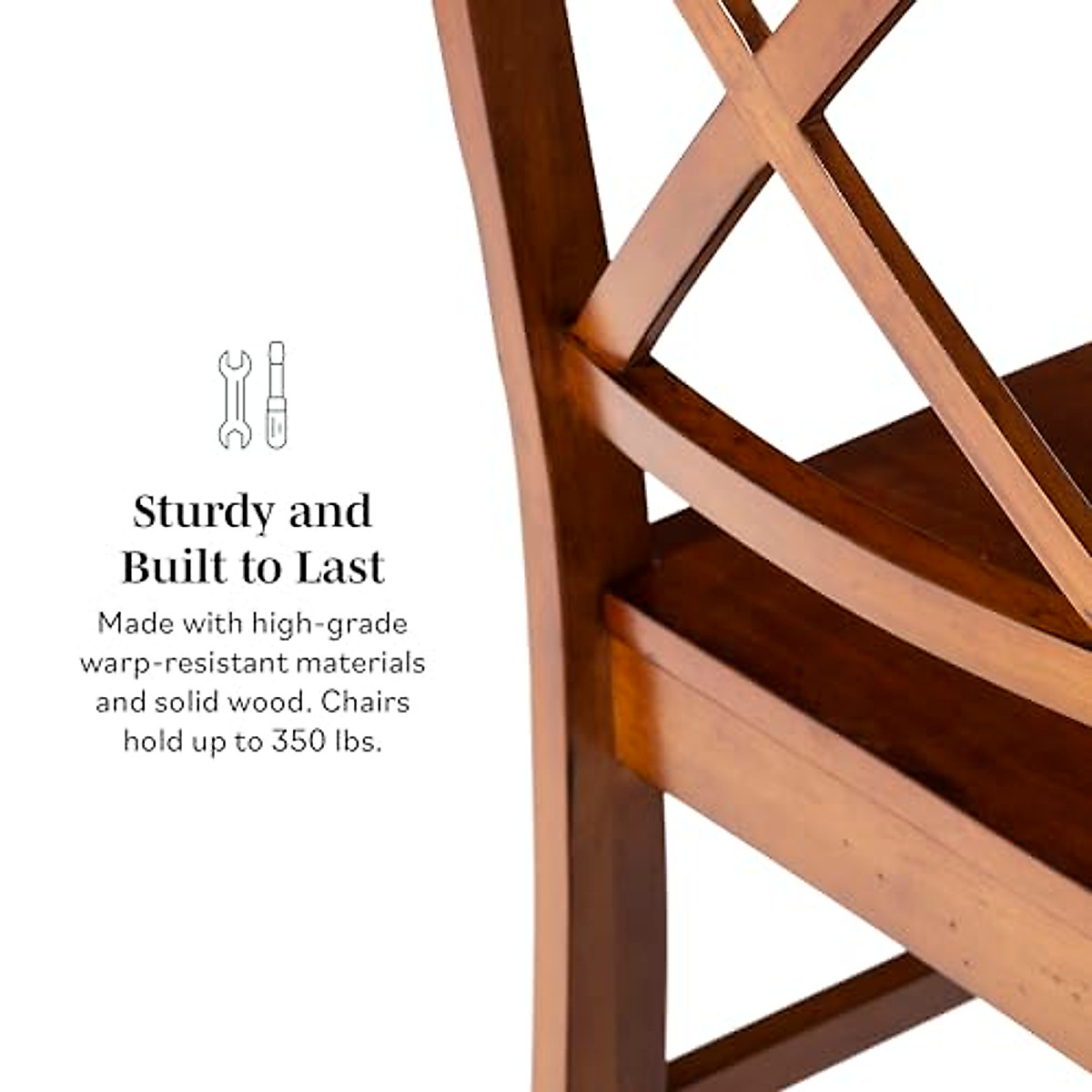 Walker Edison Modern Farmhouse Wood X-Back Armless Dining Chairs Kitchen, Set of 2, Brown