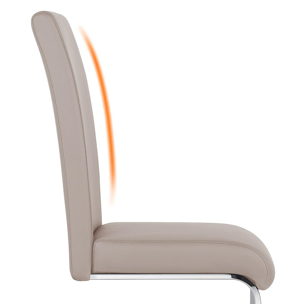 Yaheetech Dining Chairs High Back Leather Side Chairs Dining Living Room Chairs Upholstered Armless Chair with Metal Legs Home Kitchen Furniture Modern, 1 Package of 2pcs, Light Brown