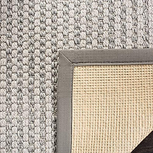 SAFAVIEH Palm Beach Collection 8' x 10' Silver / Ivory PAB615G Hand-Knotted Sisal & Wool Area Rug