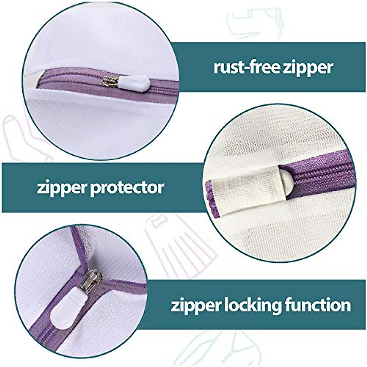 Set of 4 Reusable Wash Bags with Premium Zipper Lock by Nilu, Laundry Mesh Bags for Delicates, Lingerie, Clothes, Jeans, Socks, Blouse, Bra, Hosiery, Travel Organization Bag