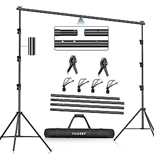 FUDESY Photo Video Studio 10 x 10Ft Heavy Duty Adjustable Backdrop Stand,Background Support System for Photography with Carry Bag,Two Pieces Spring Clamps