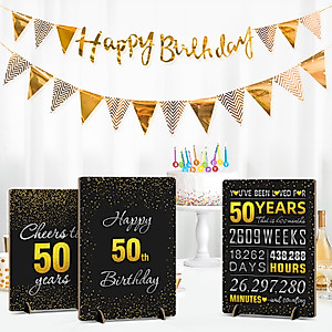 Giftota 50th Birthday Decorations - 3 Pack 3mm Thickness Birthday Poster - 50th Birthday Gifts with Stand - Birthday Party Decorations for 50 Year Old - 50th Birthday Table Sign for Party Supply
